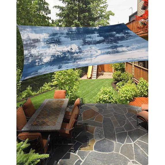 Abstract Stitching Sun Shade Sail 12'X16' White Blue Blend Texture UV ...