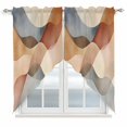 Abstract Stitching Swag Curtain Valance for Window 2 Panels Brown Blue ...