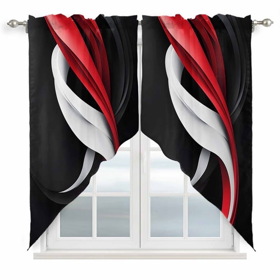 Abstract Stitching Swag Curtain Valance for Window 2 Panels Gary Red ...
