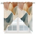Abstract Stitching Swag Curtain Valance for Window 2 Panels Retro Brown ...