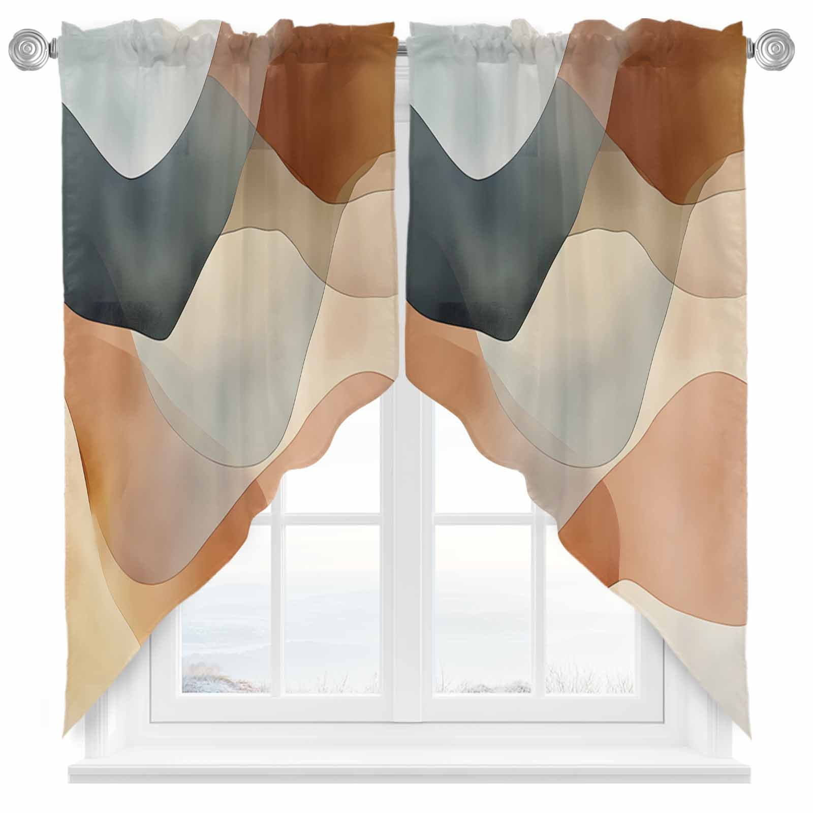 Abstract Stitching Swag Curtain Valance for Windows, Water Ripple Blue ...