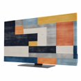 Abstract Stitching TV Dust Cover 50 Inch, Blue White Yellow Stripe Art ...