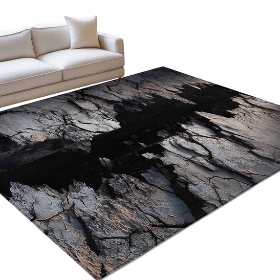 Abstract Stone Area Rugs 5x7ft Modern Artistic Realistic Black Grey ...