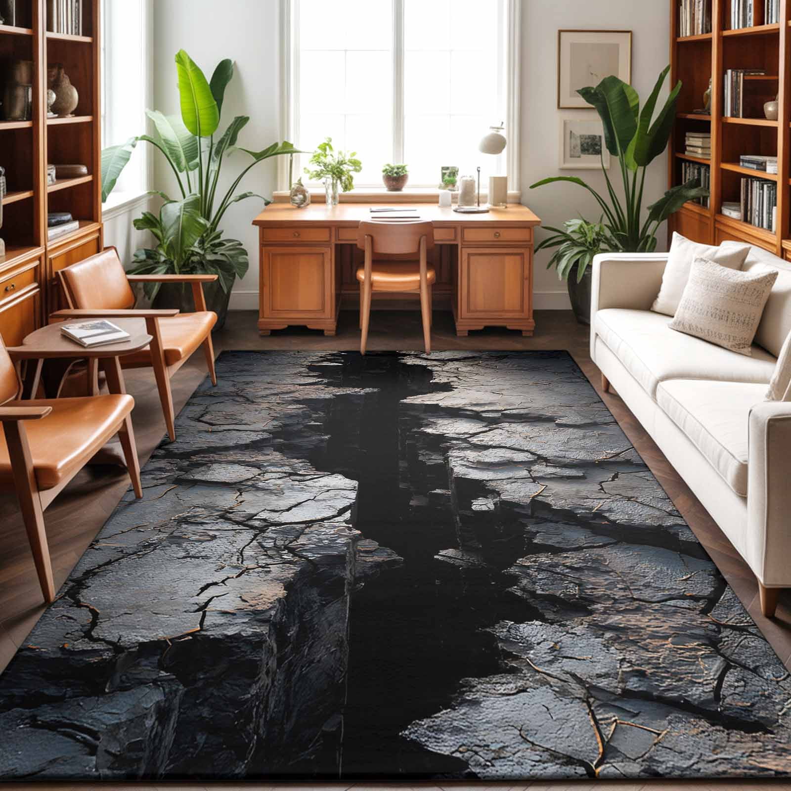 Abstract Stone Washable Area Rug 6 x 9 ft Modern Artistic Realistic ...