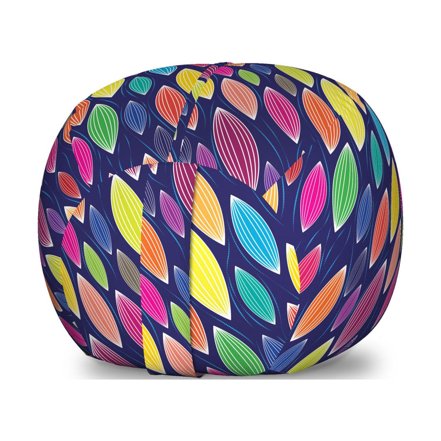 Abstract Storage Toy Bag Chair, Colorful View of Round Striped Elements ...