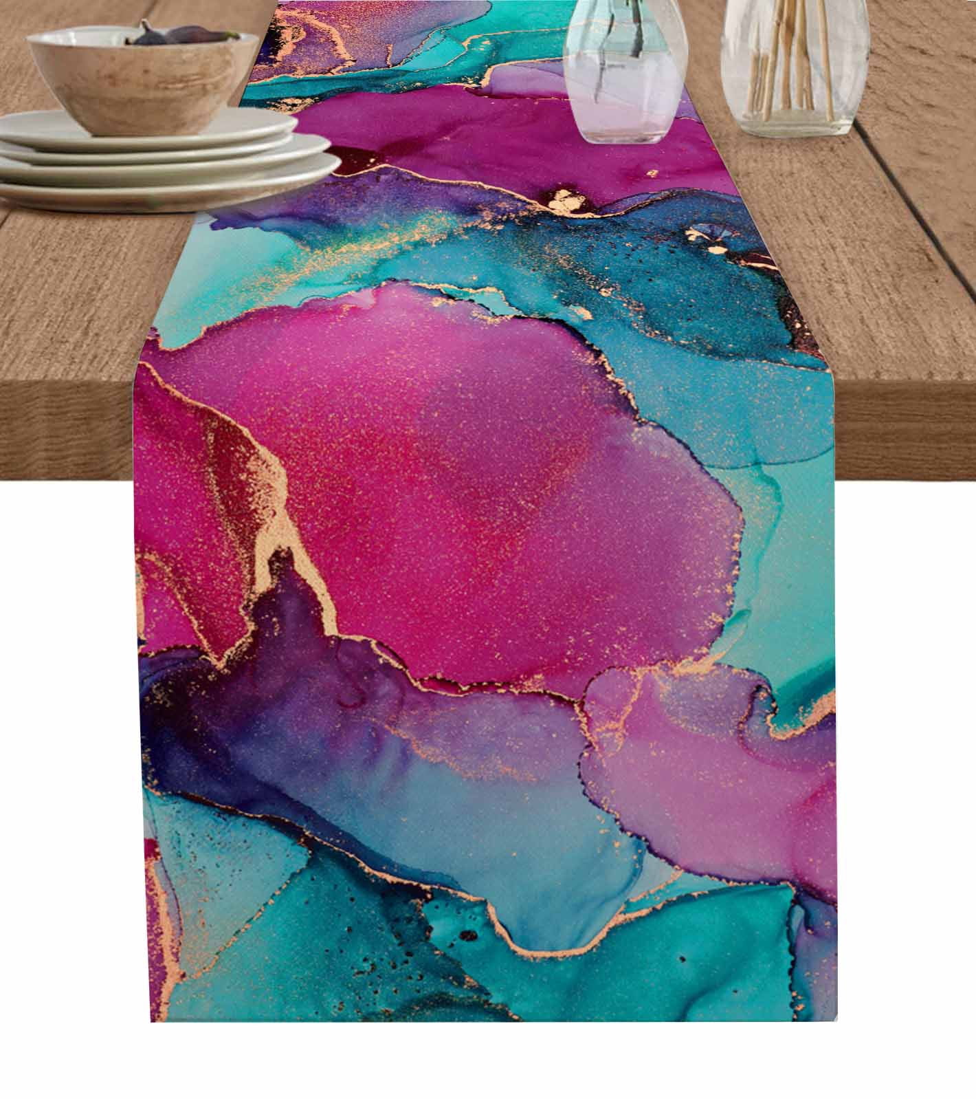 Abstract Streamline Marble Pattern Table Runners For Dining Room ...