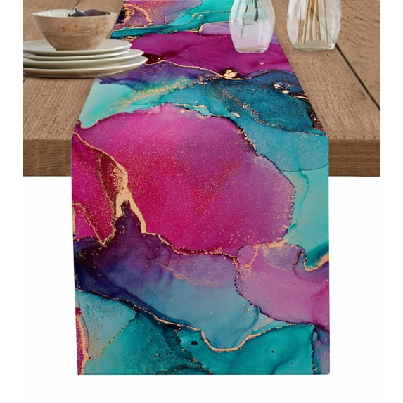 Abstract Streamline Marble Pattern Table Runners For Dining Room ...