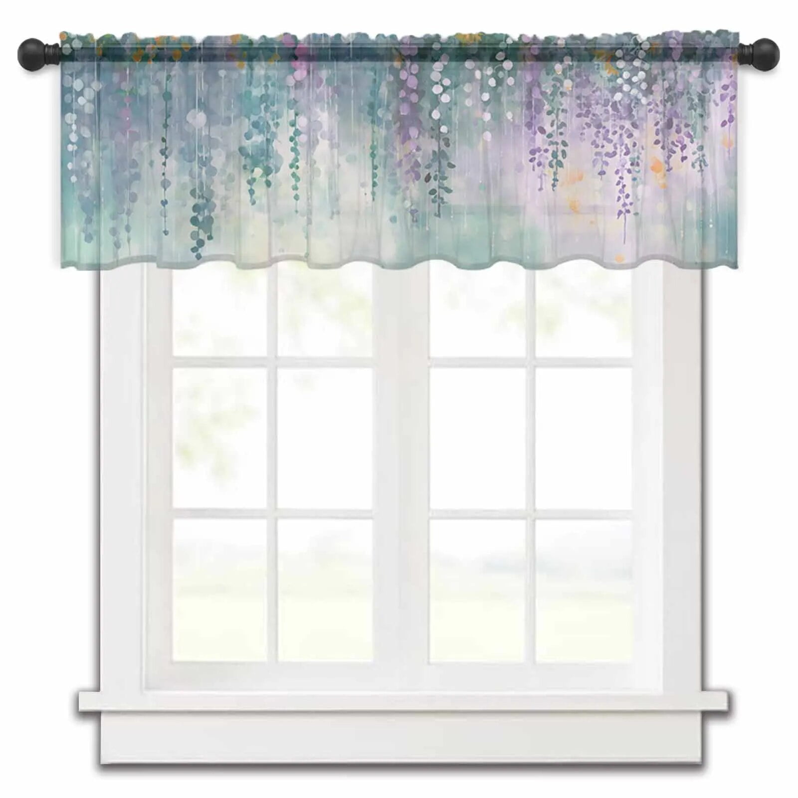 Abstract Streamline Modernist Marble Blue Small Window Curtain Tulle ...