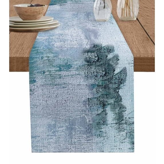 Abstract Streamline Modernist Marble Blue Table Runner Home Wedding ...
