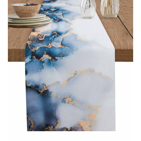 Abstract Streamline Modernist Marble Pattern Table Runner ration Home r ...