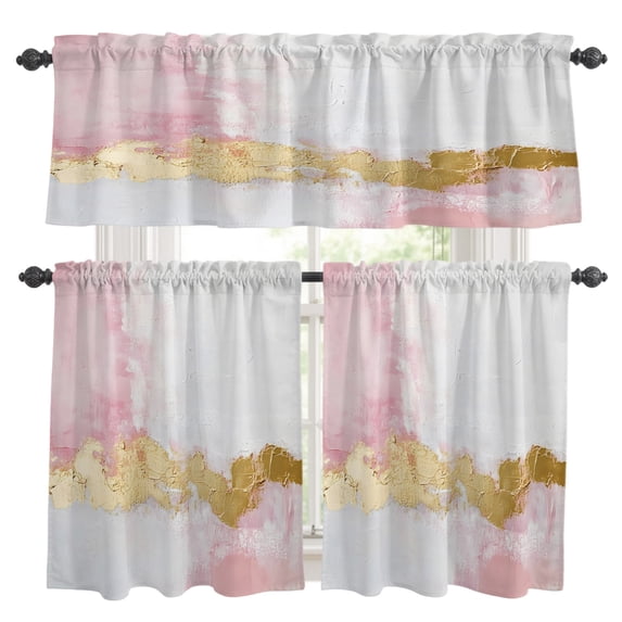 Abstract Street Art Kitchen Curtains Valance and Tier Set Watercolor ...