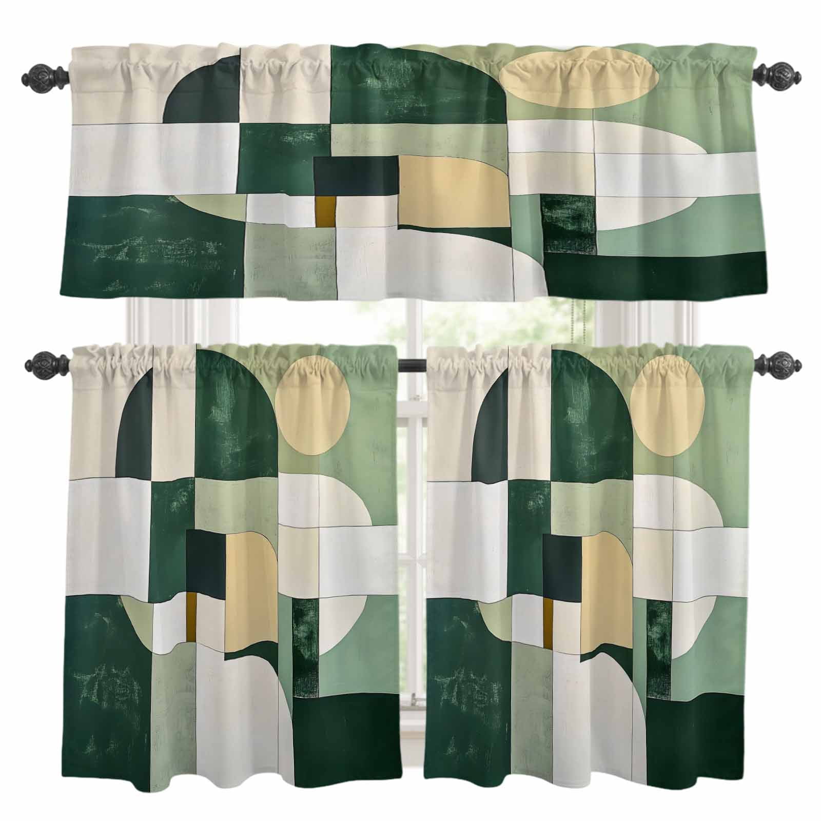 Abstract Street Art Kitchen Curtains Valances and Tiers Set of 3 ...