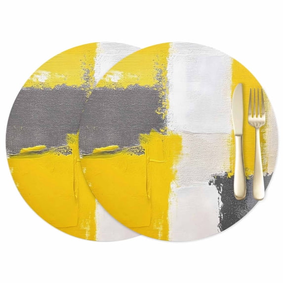 Abstract Street Art Leather Placemats Set of 2, 12 Inch, Gary Yellow ...