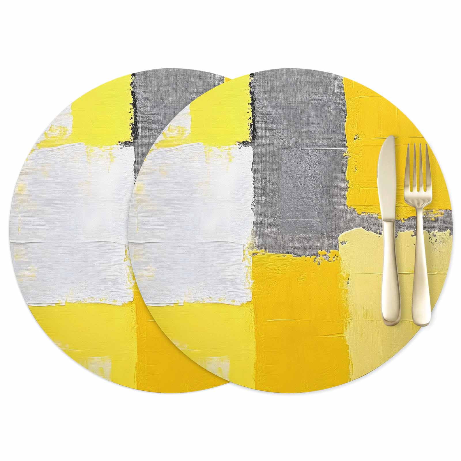 Abstract Street Art Leather Placemats Set of 2, 15 Inch, Yellow Gary ...
