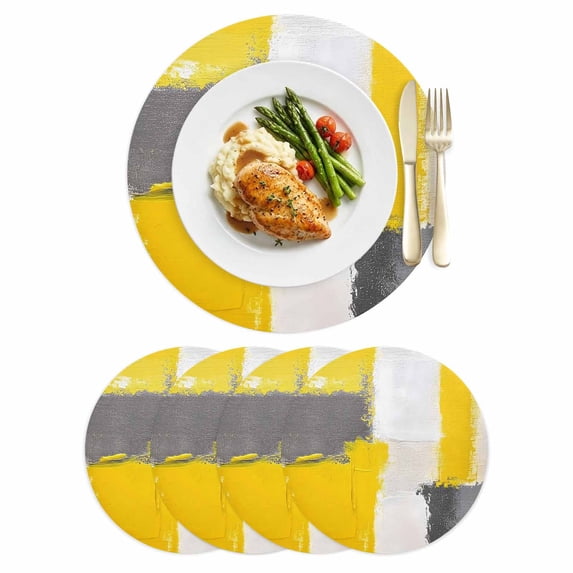 Abstract Street Art Leather Placemats Set of 4, 12 Inch, Gary Yellow ...