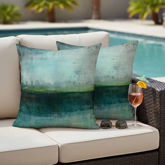 Abstract Street Art Outdoor Throw Pillow Covers Set of 2, Vintage Green ...