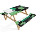 Abstract Street Art Picnic Table Cover with Bench Covers Green Black ...