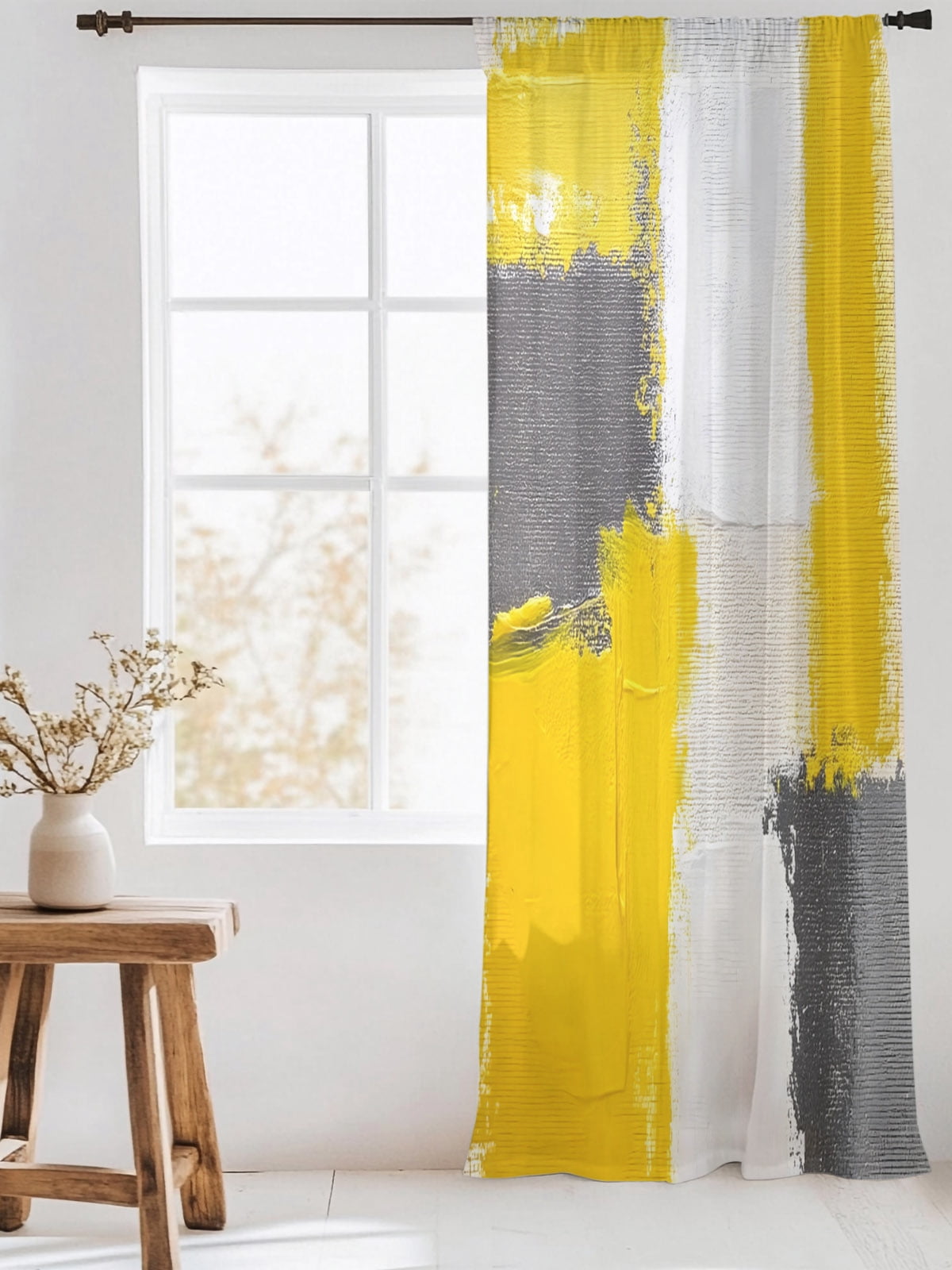 Abstract Street Art Sheer Curtains 96 Inch Long 1 Panel Gary Yellow ...