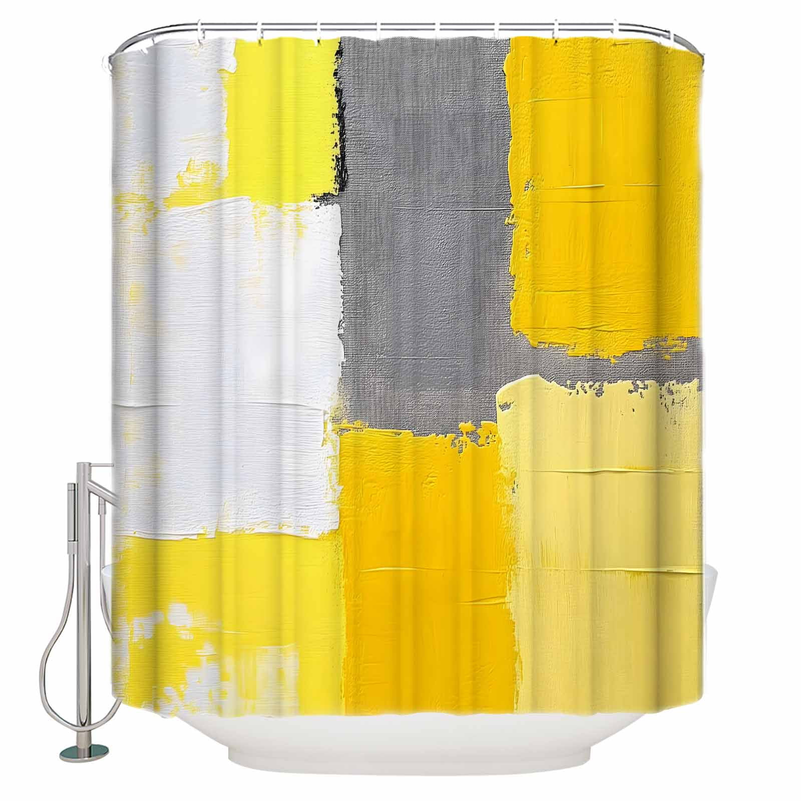 Abstract Street Art Shower Curtain, 66" x 72", Yellow Gary Color ...
