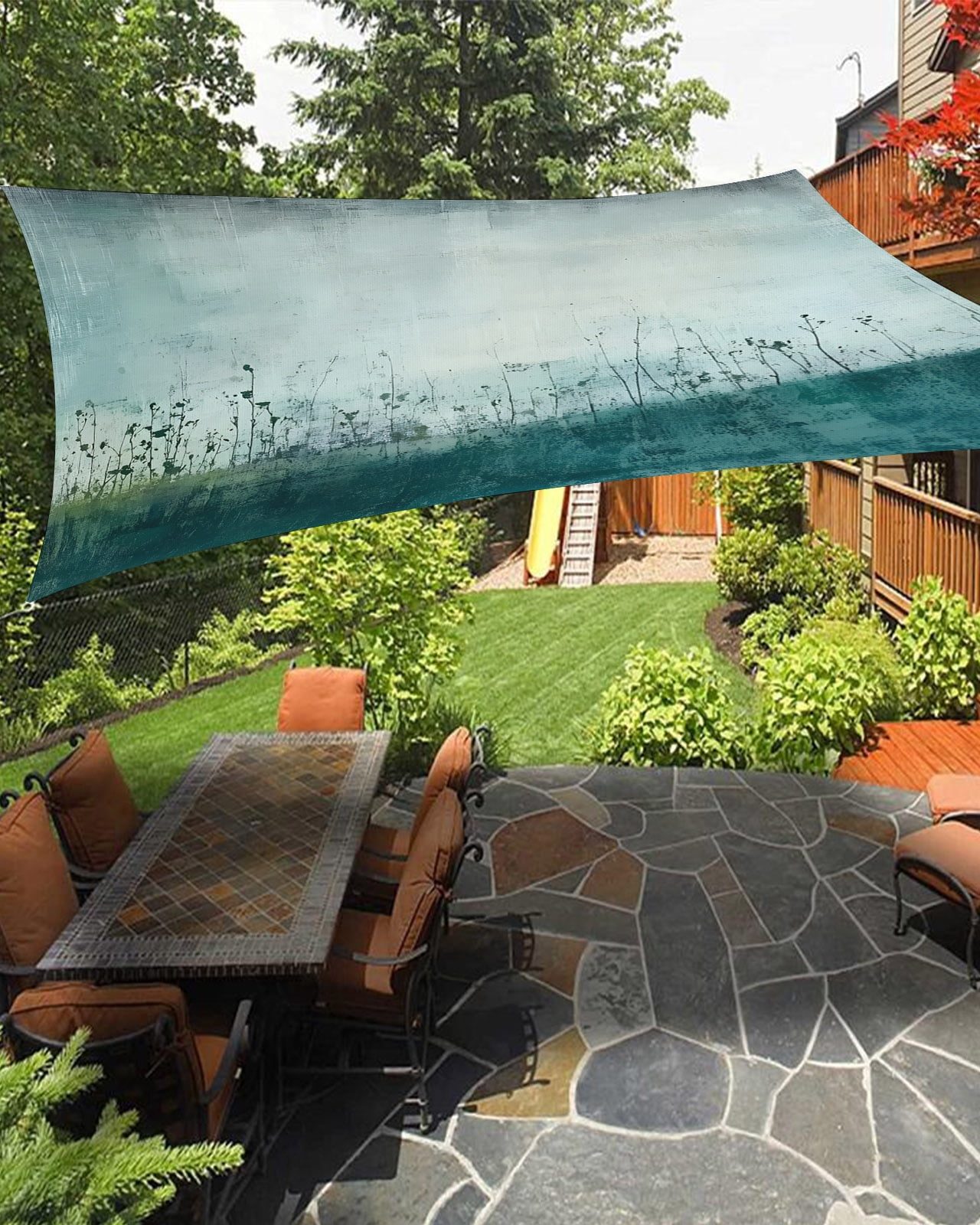 Abstract Street Art Sun Shade Sail 6.5'X10' Retro Watercolor Green ...