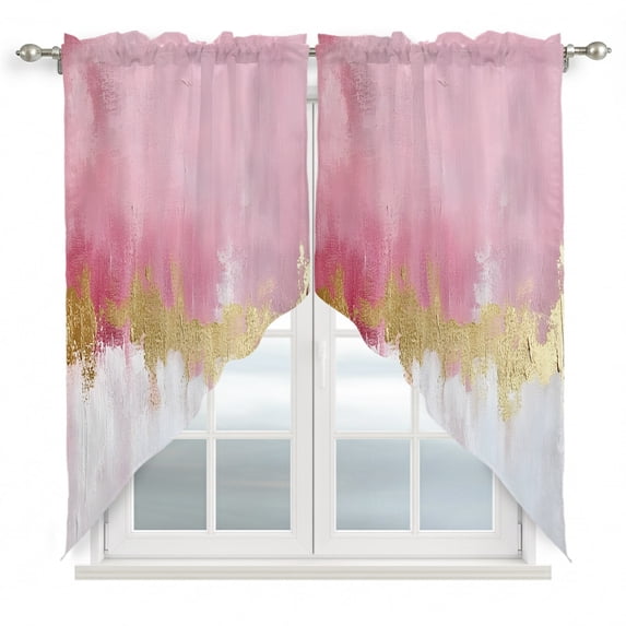 Abstract Street Art Swag Curtain Valance for Window 2 Panels Pink Gold ...