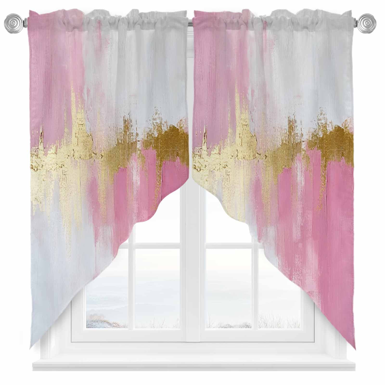 Abstract Street Art Swag Curtain Valance for Windows, Pink Gold ...