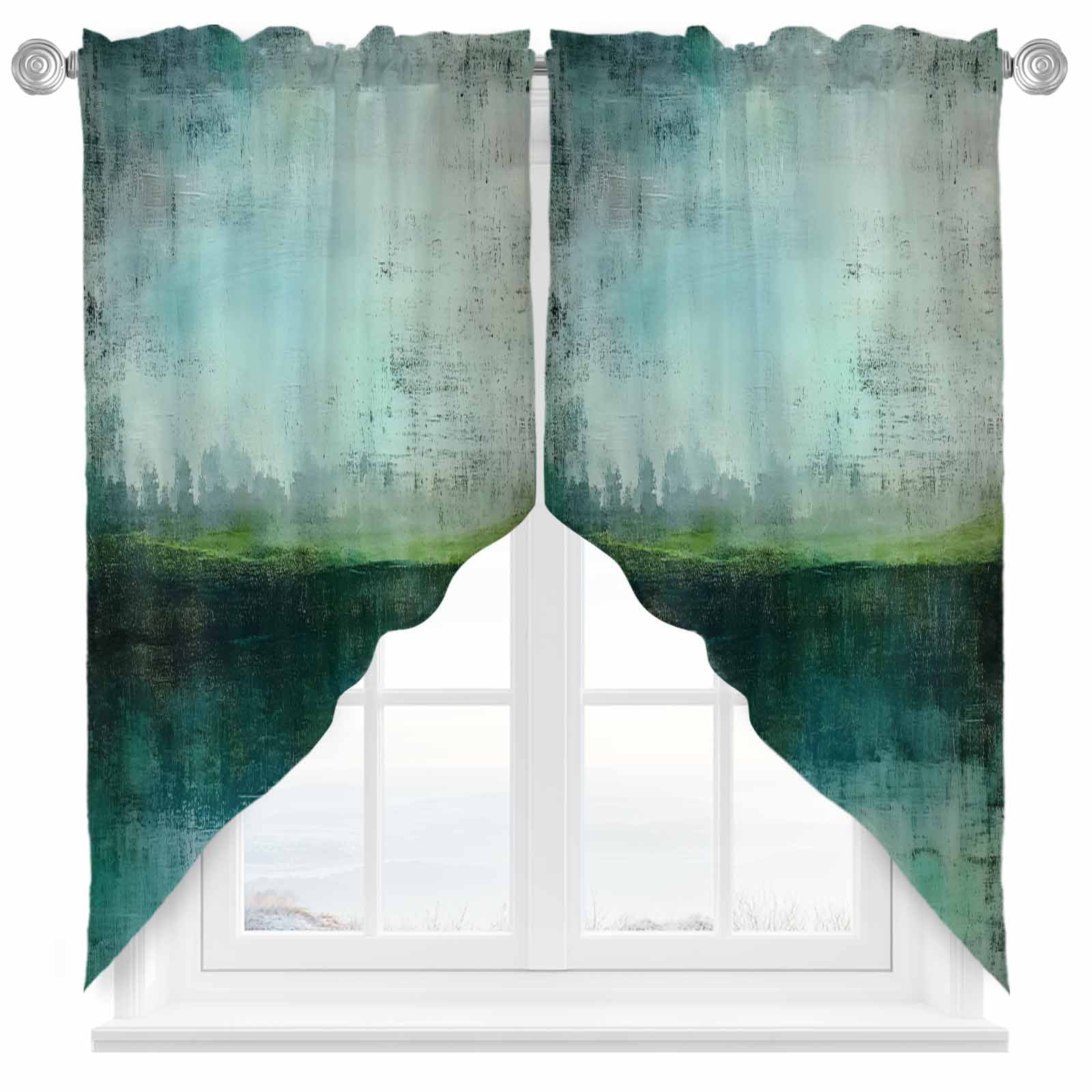 Abstract Street Art Swag Valances for Windows 2 Pack Vintage Green ...