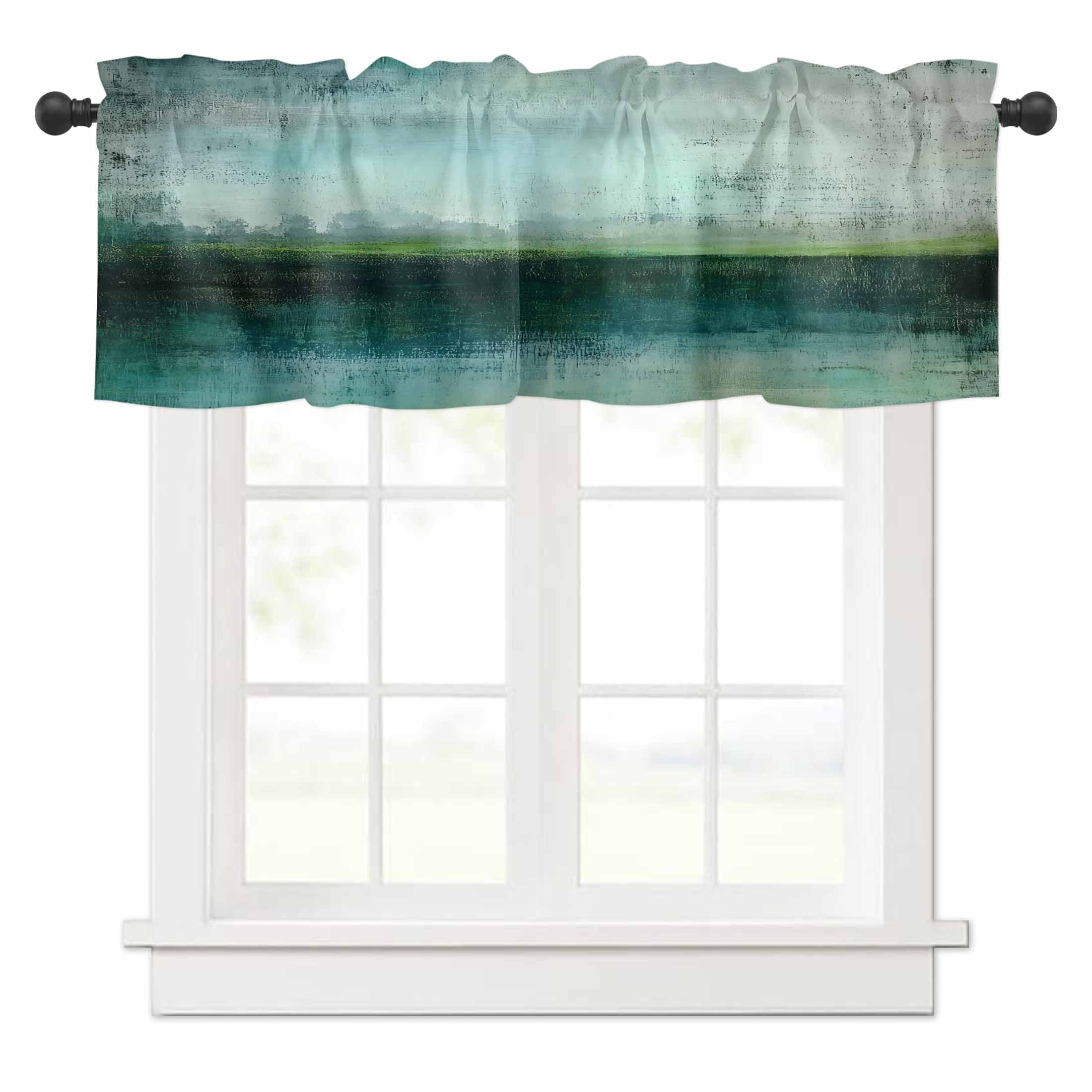 Abstract Street Art Valances for Windows Vintage Green Watercolor ...
