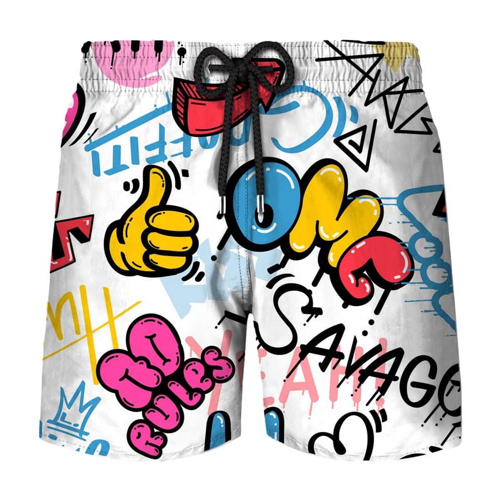 Abstract Street Graffiti Graphic Shorts Pants 3D Printing Hip Hop y2k ...