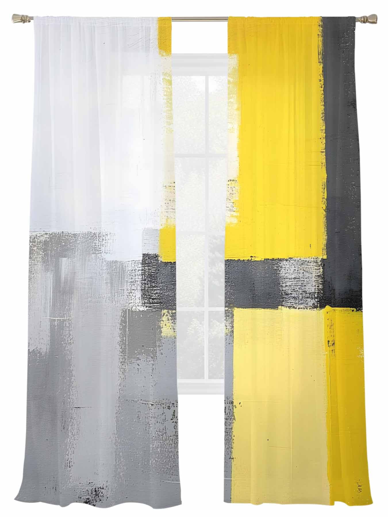 Abstract Street Theme Sheer Curtains for Living Room Bedroom, Light ...