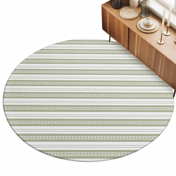 Abstract Stripe Area Rugs 3' (Round) Classic Sage Green Point Lines ...