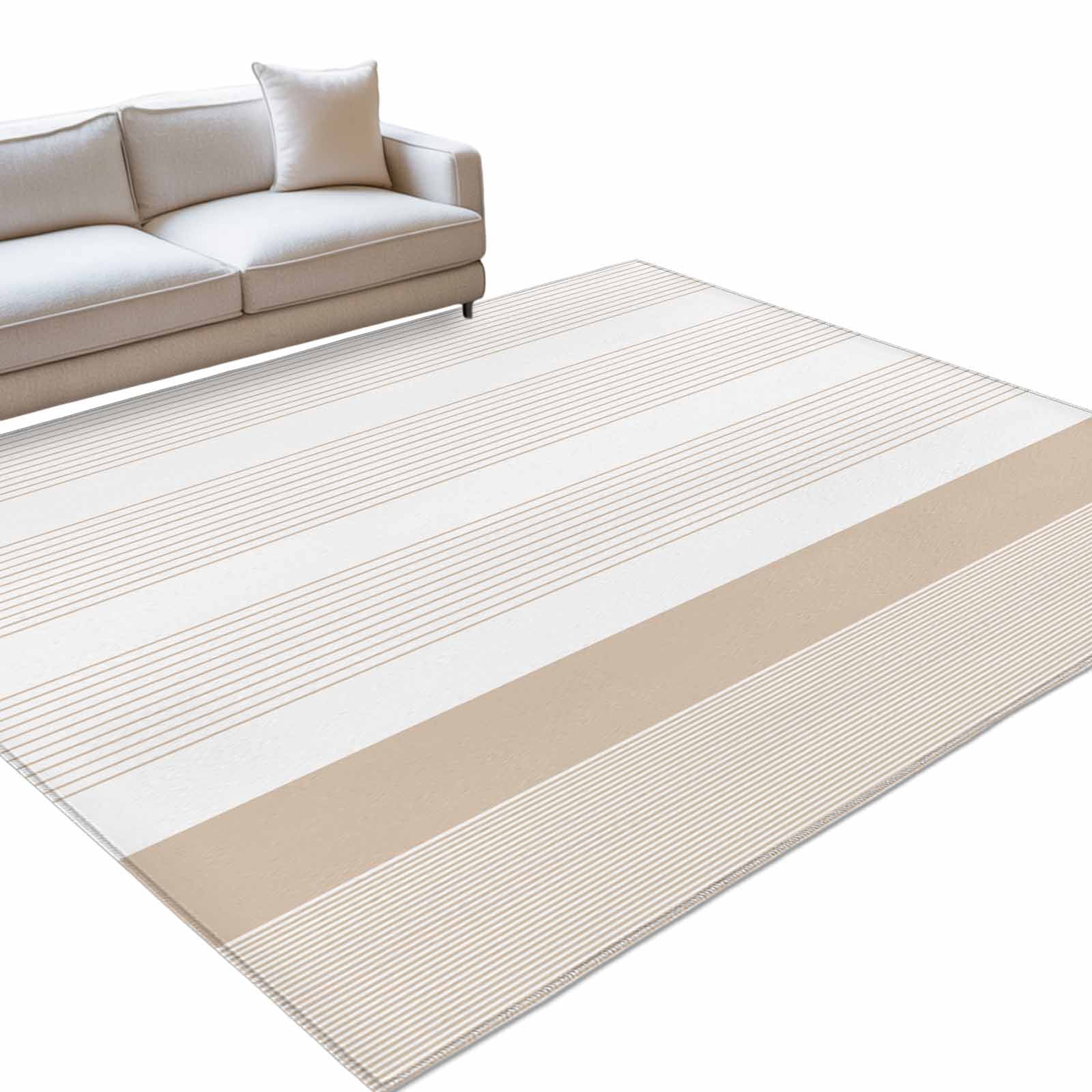 Abstract Stripe Area Rugs 5x8ft Classic Brown Lines Art Floor Rug Non ...
