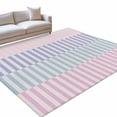 Abstract Stripe Area Rugs 5x8ft Classic Pink Blue Lines Art Floor Rug ...