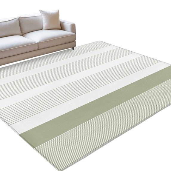 Abstract Stripe Area Rugs 8x10ft Classic Sage Green Lines Art Floor Rug ...