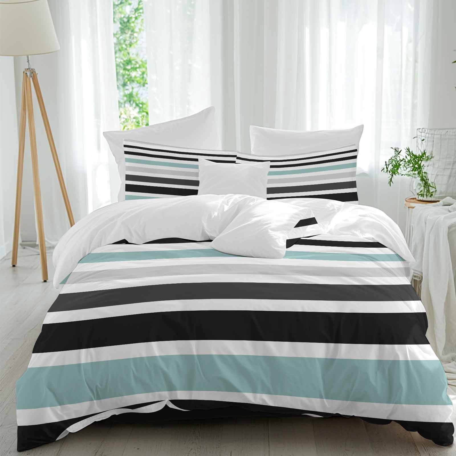 Abstract Stripe Bedding Duvet Cover Set California King Size 4 Pieces ...