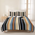 Abstract Stripe Black Blue 3 Pieces Quilt Set,1 Quilt with 2 Shams ...