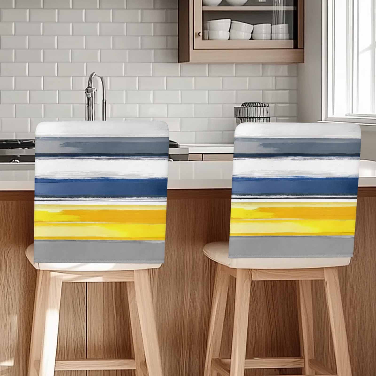 Abstract Stripe Chair Covers Set of 6 Blue Yellow Grey Gradient Chair ...