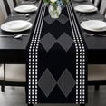 Abstract Stripe Diamond on Black Table Runner 70 Inches Long,Kitchen ...