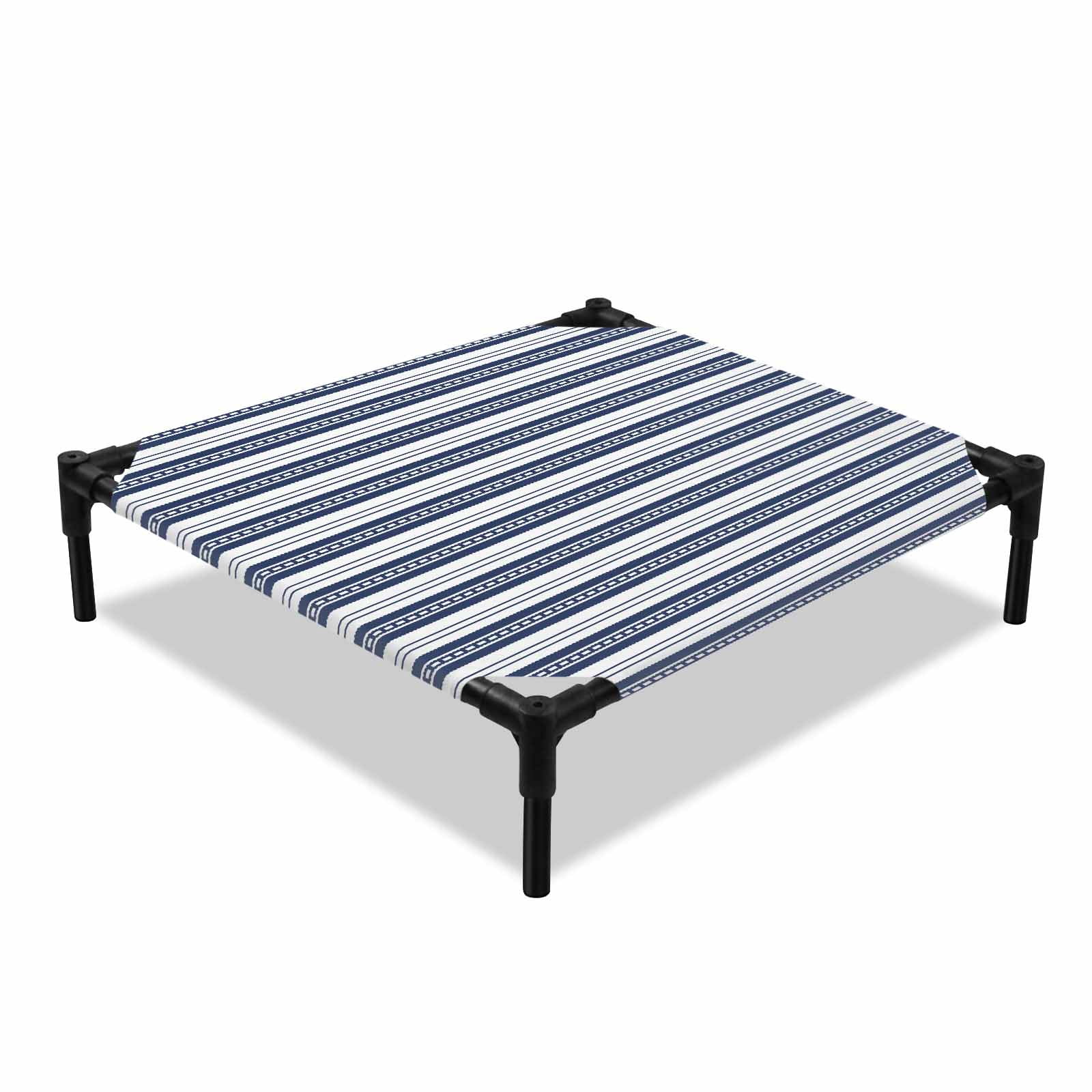 Abstract Stripe Elevated Dog Bed, Classic Navy Blue Point Lines Cooling ...