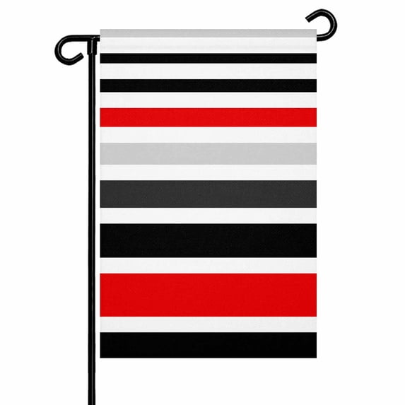 Abstract Stripe Garden Flag 28x40 Inch Classic Red Black Lines Art ...