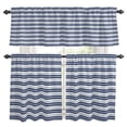 Abstract Stripe Kitchen Curtains and Valances Set, Classic Navy Blue ...