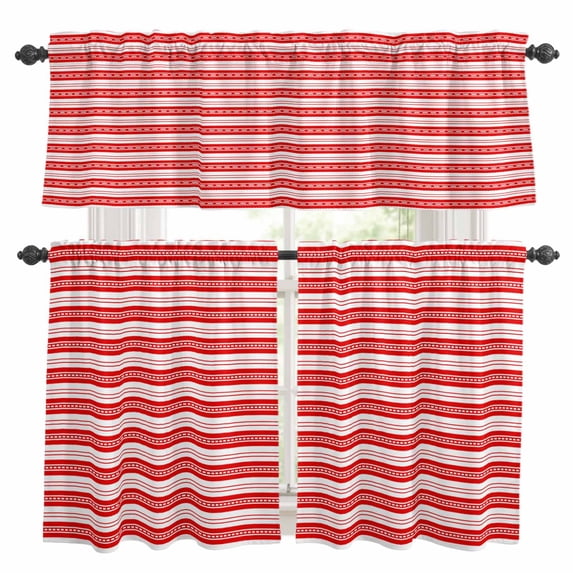 Abstract Stripe Kitchen Curtains Valances and Tiers Set of 3 Classic ...