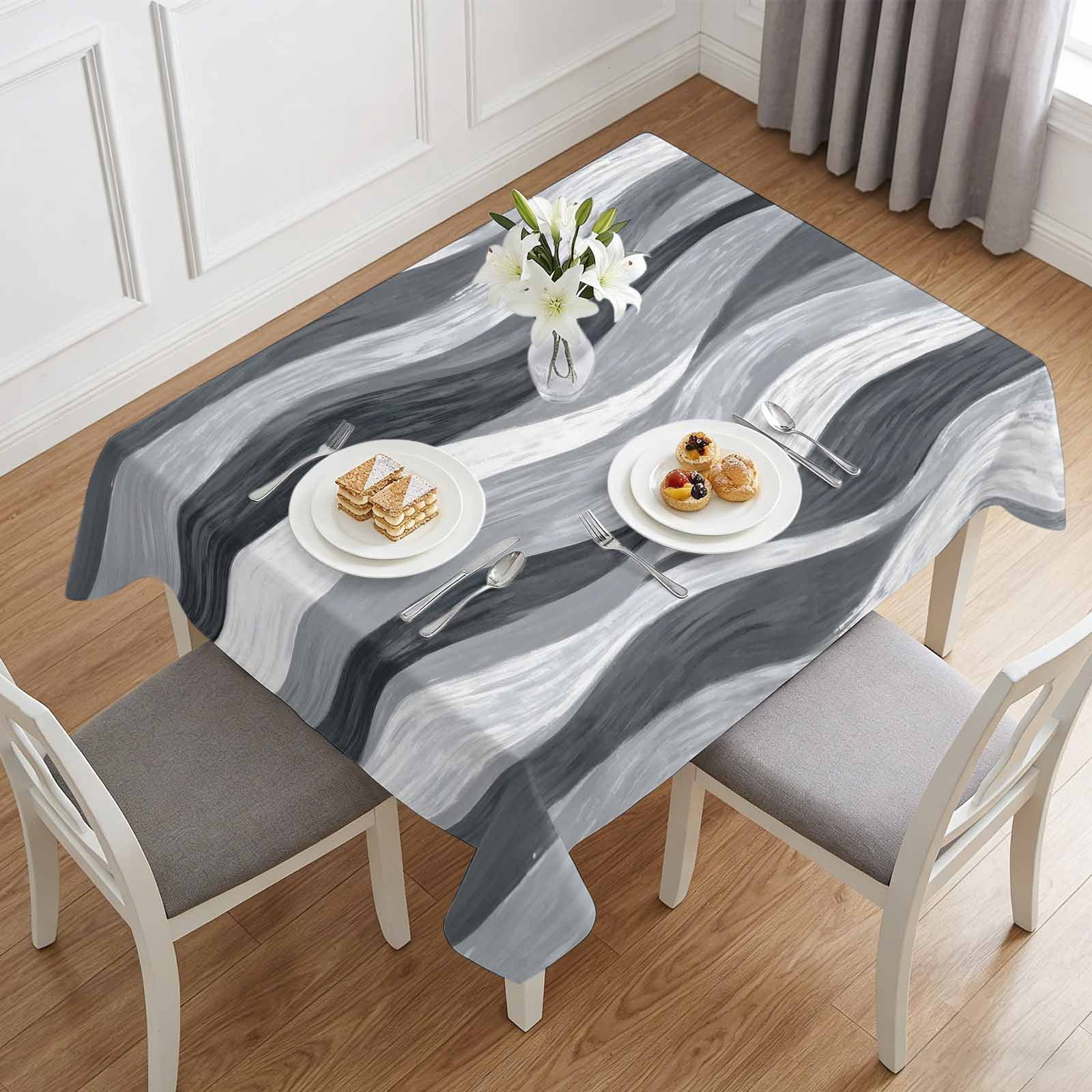 Abstract Stripe Ocean Wave Table Cloth 60x84in, Waterproof Rectangle ...