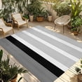 Abstract Stripe Outdoor Rug, Classic Black Lines Art Non-Slip Area Rugs ...
