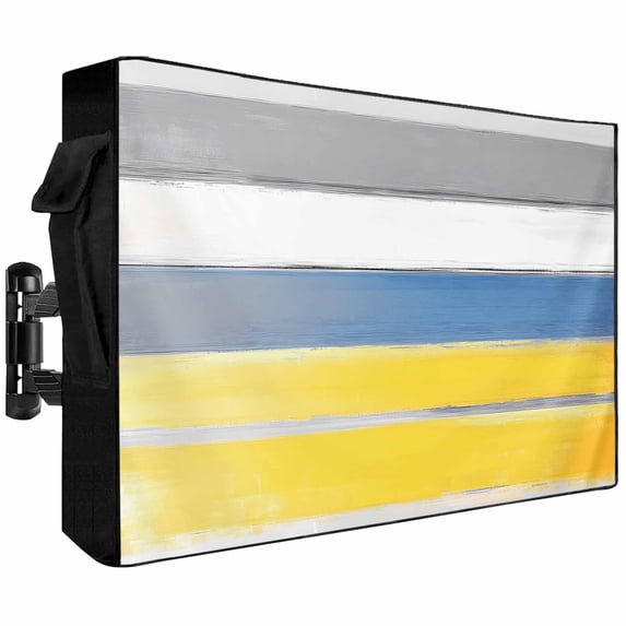 Abstract Stripe Outdoor TV Cover 48 to 50 inch Yellow Blue Grey ...