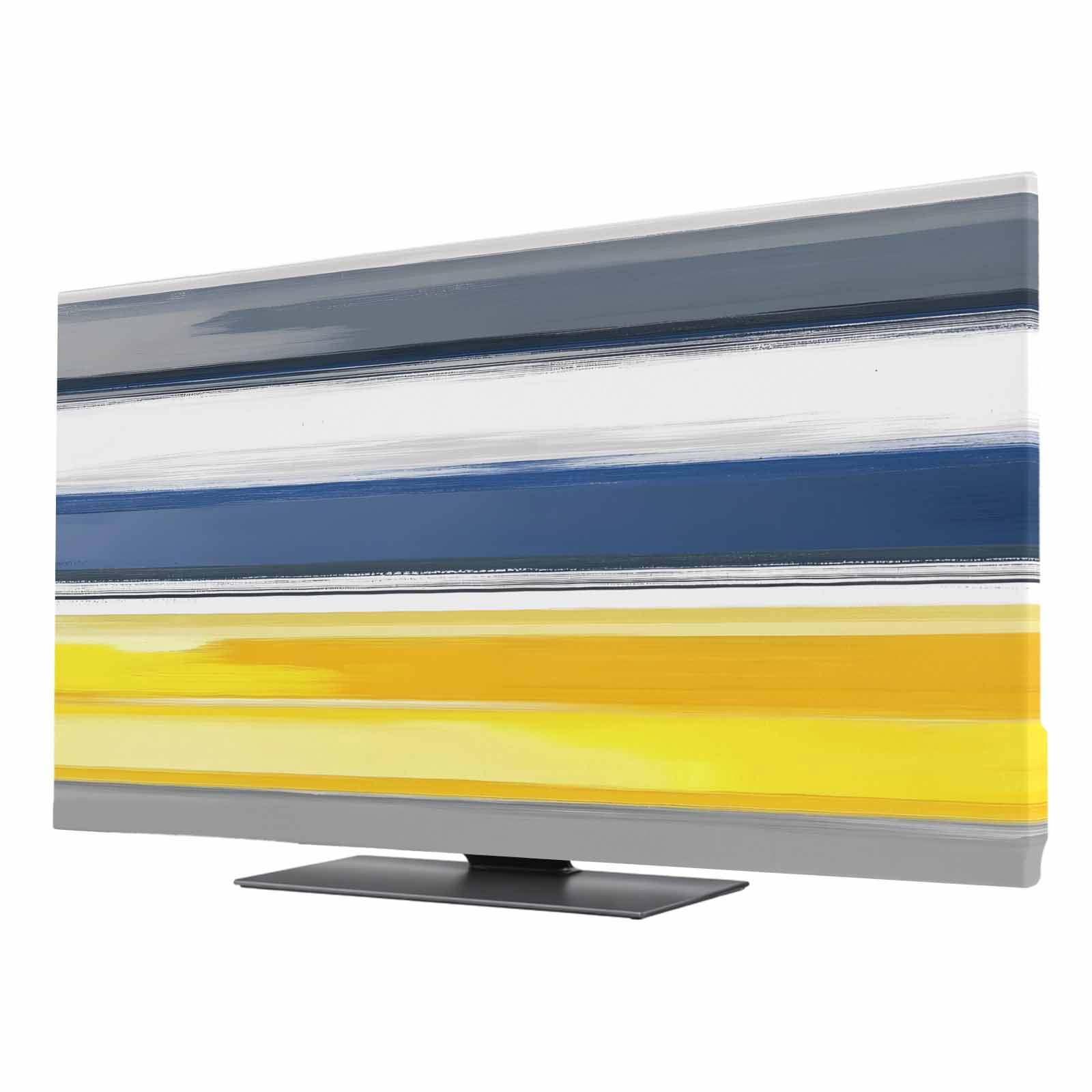 Abstract Stripe TV Dust Cover 75 Inch, Blue Yellow Grey Gradient ...