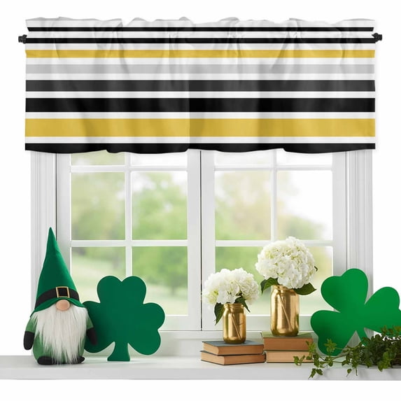 Abstract Stripe Valances for Windows, Classic Yellow Black Lines Art ...