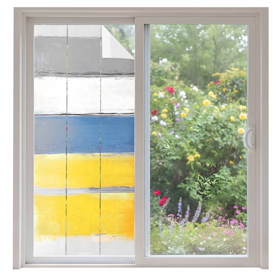 Abstract Stripe Window Privacy Film Yellow Blue Grey Gradient Abstract ...