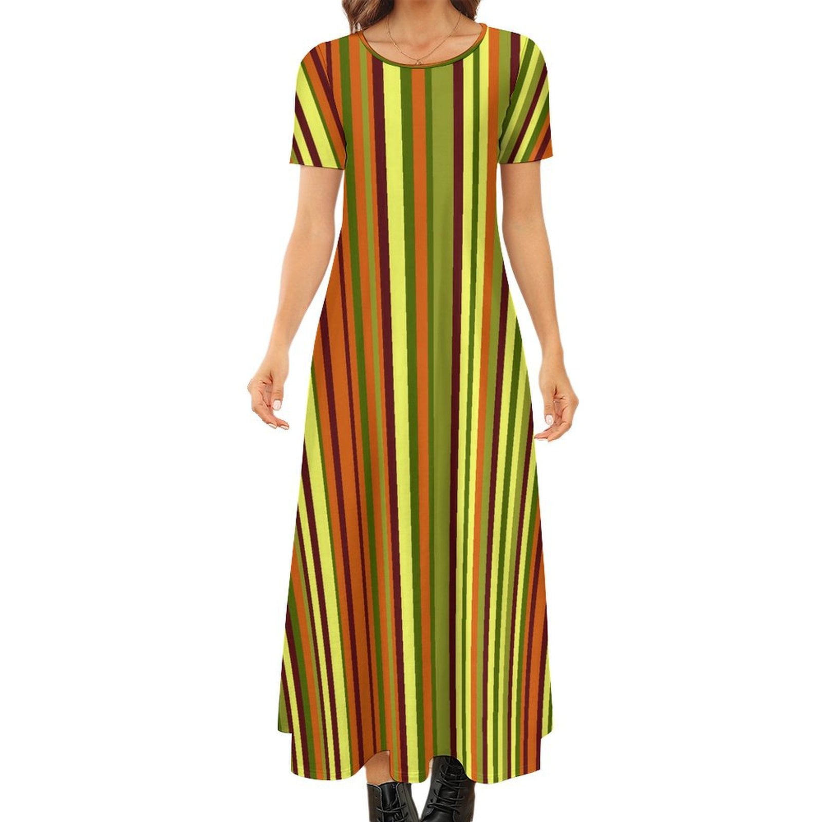 Abstract Striped Dress Geometry Shape Streetwear Bohemia Long Dresses ...