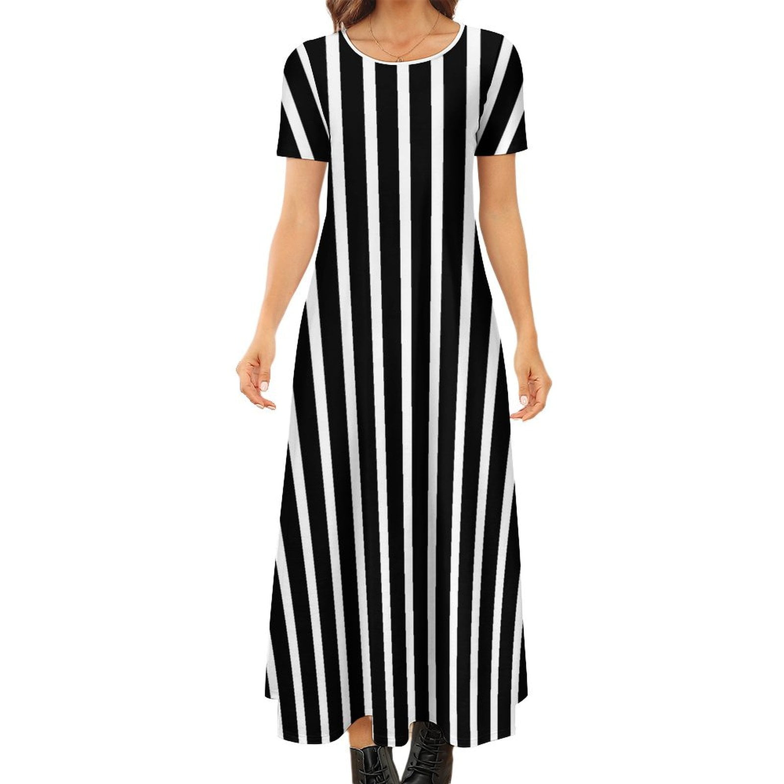 Abstract Striped Dress Geometry Shape Streetwear Bohemia Long Dresses ...